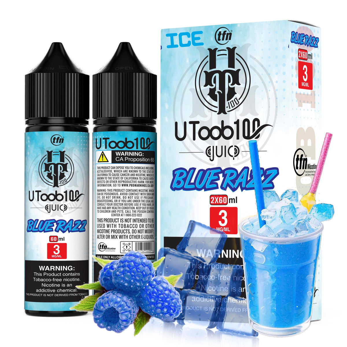 Iced Blue Razz Vape Juice by U TooB 100 Iced 2x60ML 120ML — EJV Distro