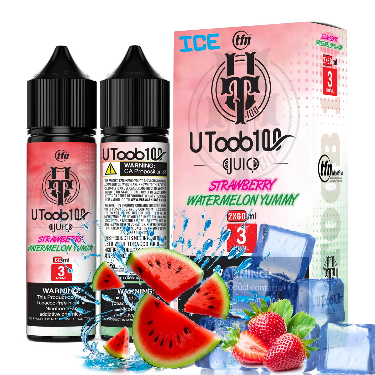Iced Strawberry Watermelon Vape Juice by U TooB 100 - 2x60ML 120ML ...